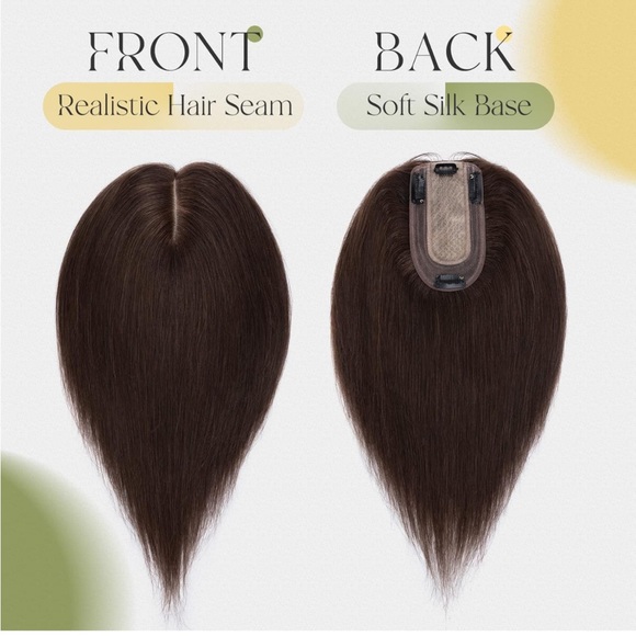 Hair | 12 Inch Hair Topper Real Human Hair 15 Density Silk Base Clip In ...